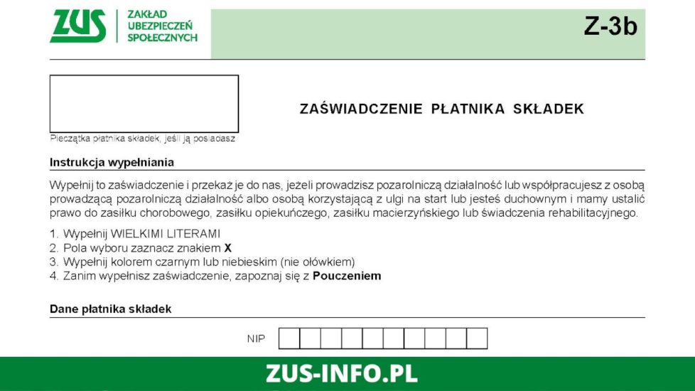 Zaświadczenie ZUS Z-3b, ustalenie prawa do zasiłku ZUS