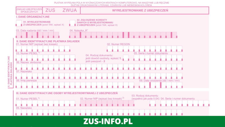 Formularz ZUS ZWUA, wyrejestrowanie z ubezpieczeń ZUS