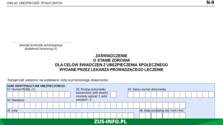 Druk Zus N 9 Online Sprawdź Jak Wypełnić Druk N 9 Zus