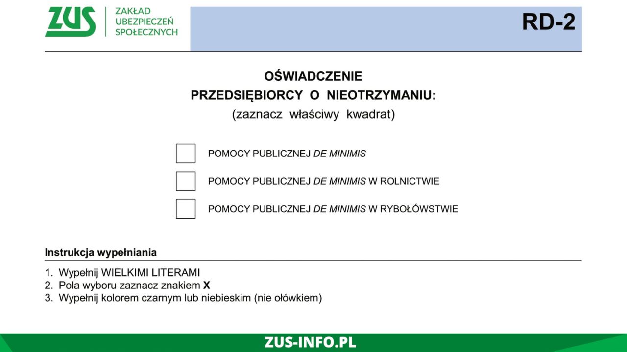 Formularz ZUS RD-2, oświadczenie RD-2 edytowalny plik online