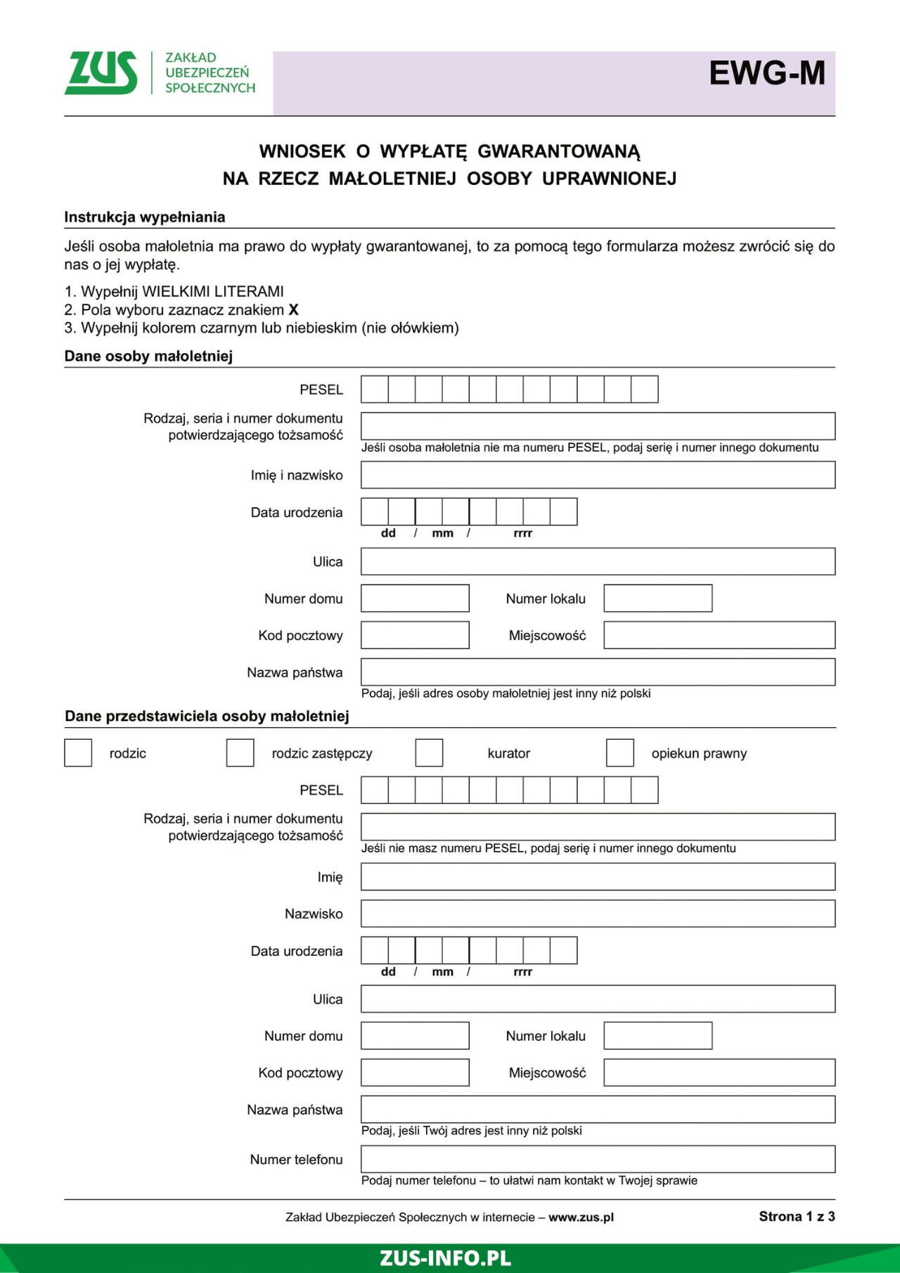 Druk ZUS EWG-M, aktualny wzór formularza do pobrania online